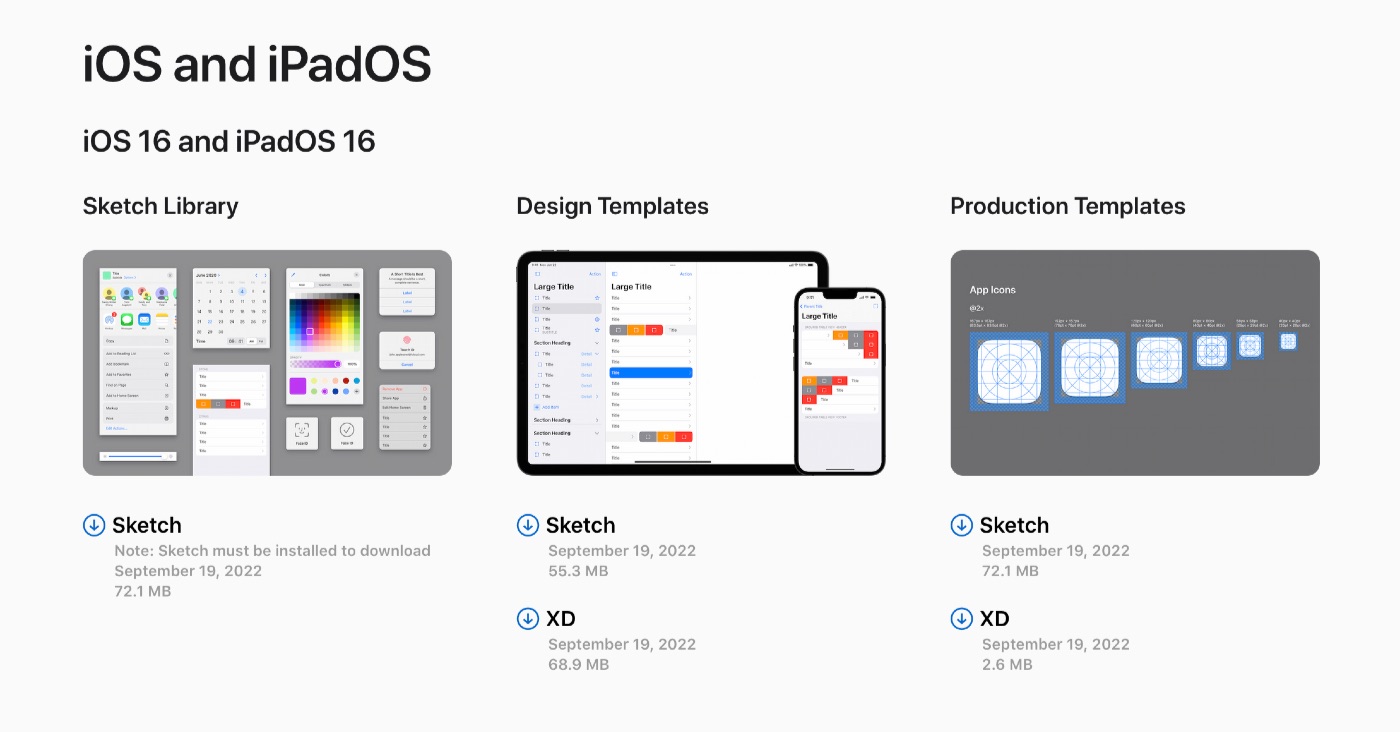 Appleが「iOS 16」「iPadOS 16」と「macOS 13 Ventura」のAdobe XD/Sketch用のデザイン ...